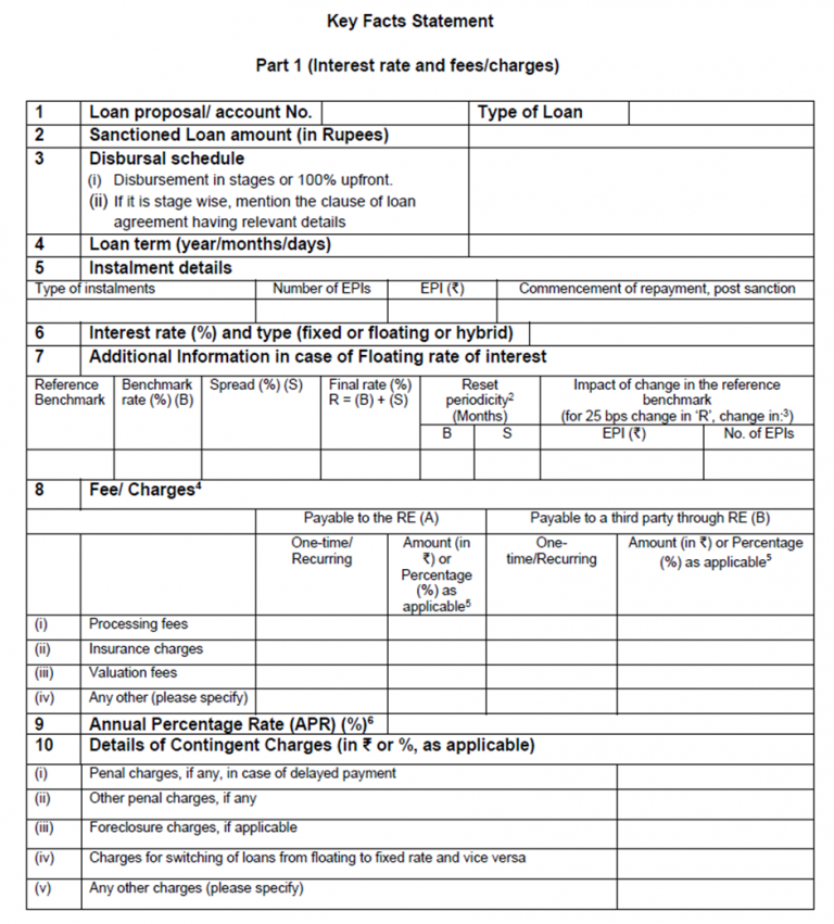 Key Facts Statement — From October 1, 2024, All Loan Charges Must Be ...